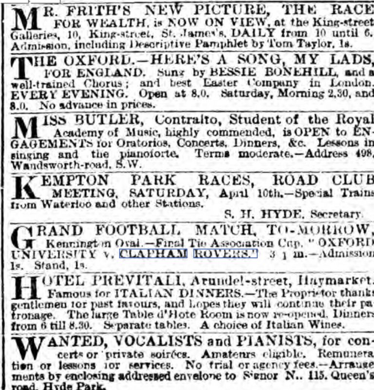 CLAPHAM – THE FIRST ROVERS | Read The League